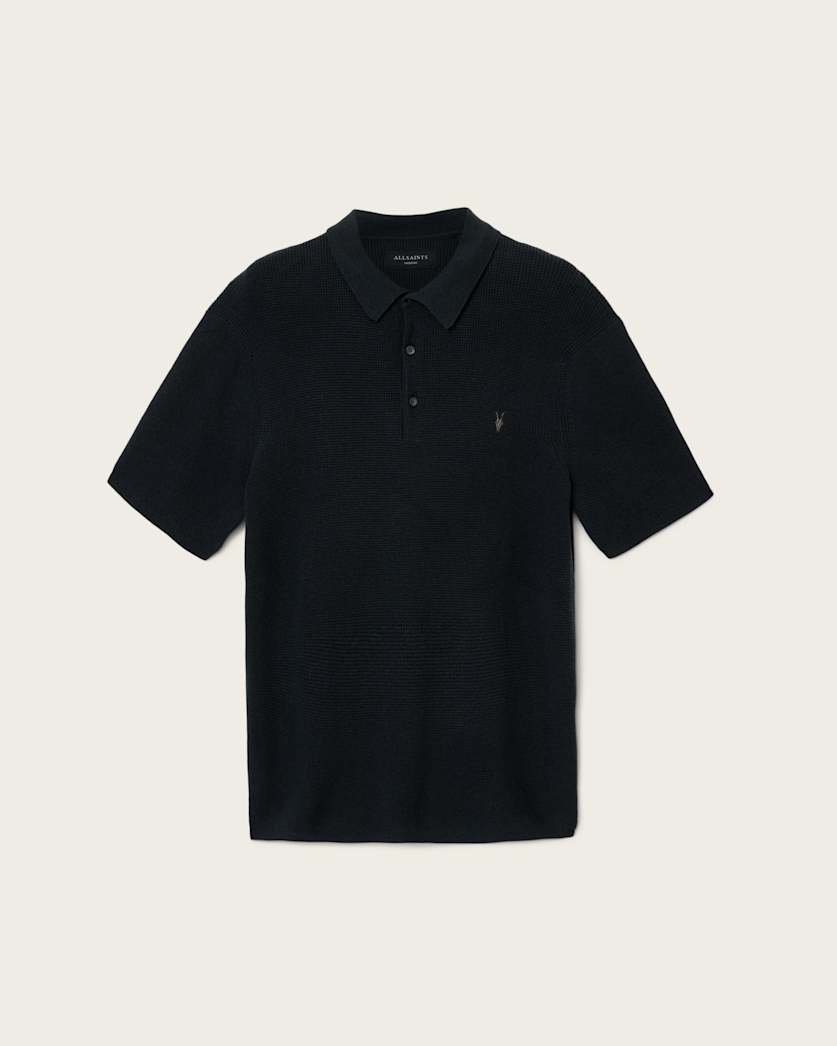 Aspen Waffle Texture Ramskull Polo Shirt BOND BLUE | ALLSAINTS